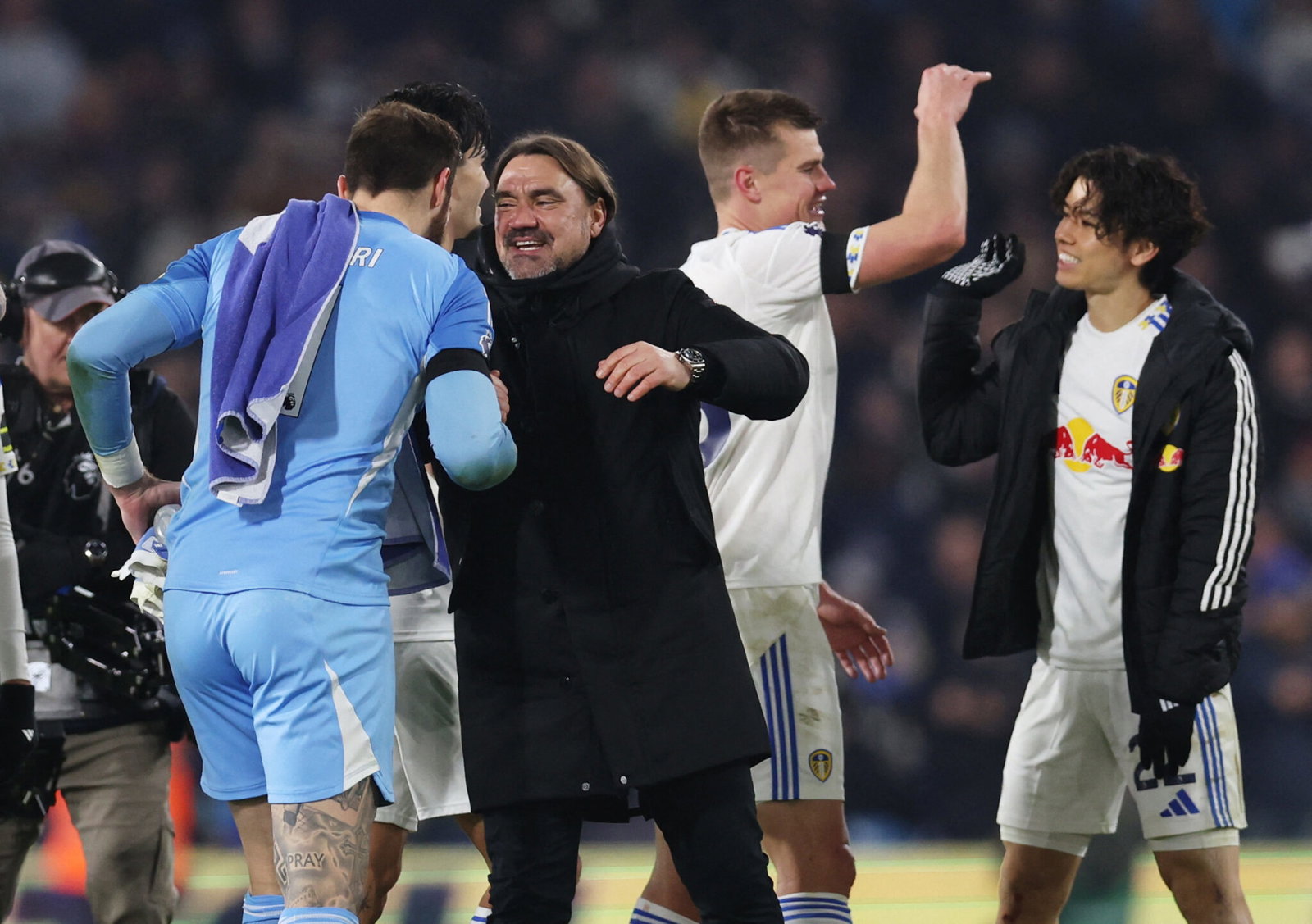 Lucas Perri celebrates Leeds United v Liverpool like a fan